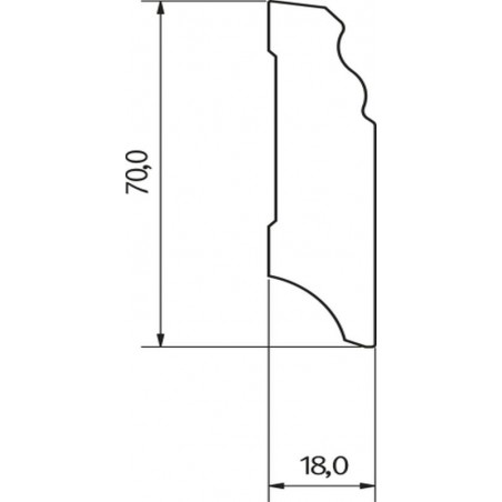 Plinta alba cu profil Hamburg, MDF Egger 70x18 mm 2, 4 m ,decor-casa.ro